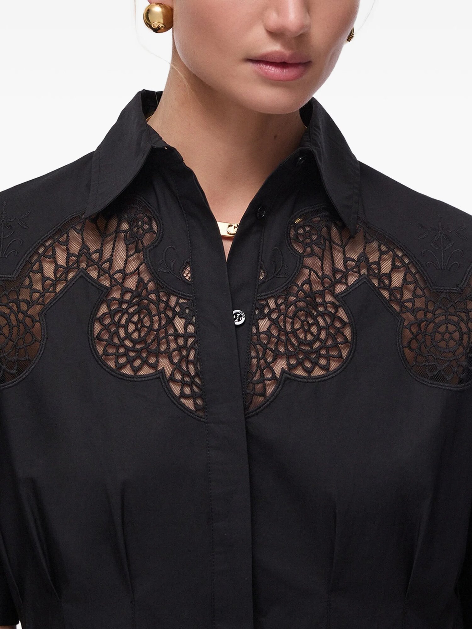 Платье LIU JO Lace-insert belted mini dress, размер 40, black/black — фото 1