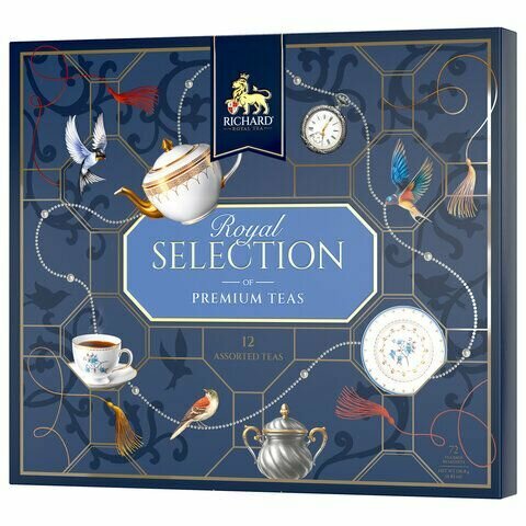 Чай RICHARD "Royal Selection of Premium Teas", ассорти 12 вкусов, набор 72 пакетика, 102819