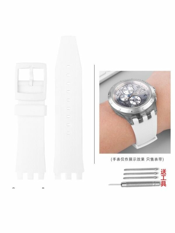 Совместимый с Swatch SVGK403, 402, 407, 409 Силиконовый ремешок для часов