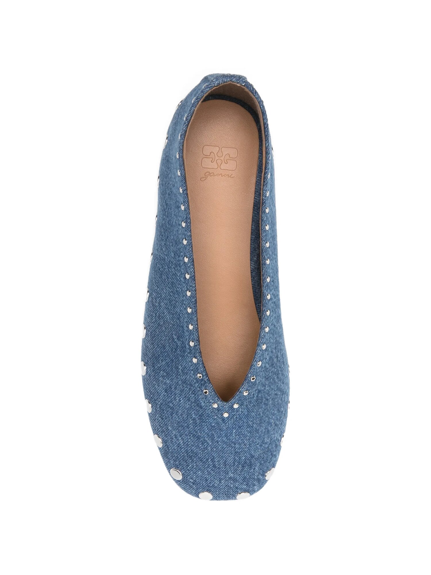 Балетки GANNI Stud-embellished ballet flats, размер 39, blue — фото 1