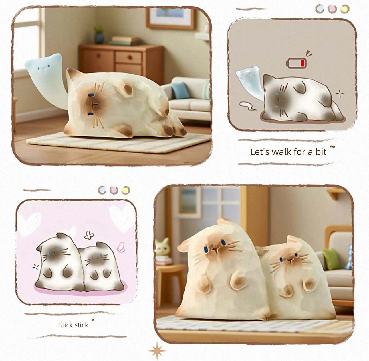 Аутентичная фигурка сиамской кошки PAL Emotion Blind Box: милый питомец, настольное украшение, подарок на день рождения