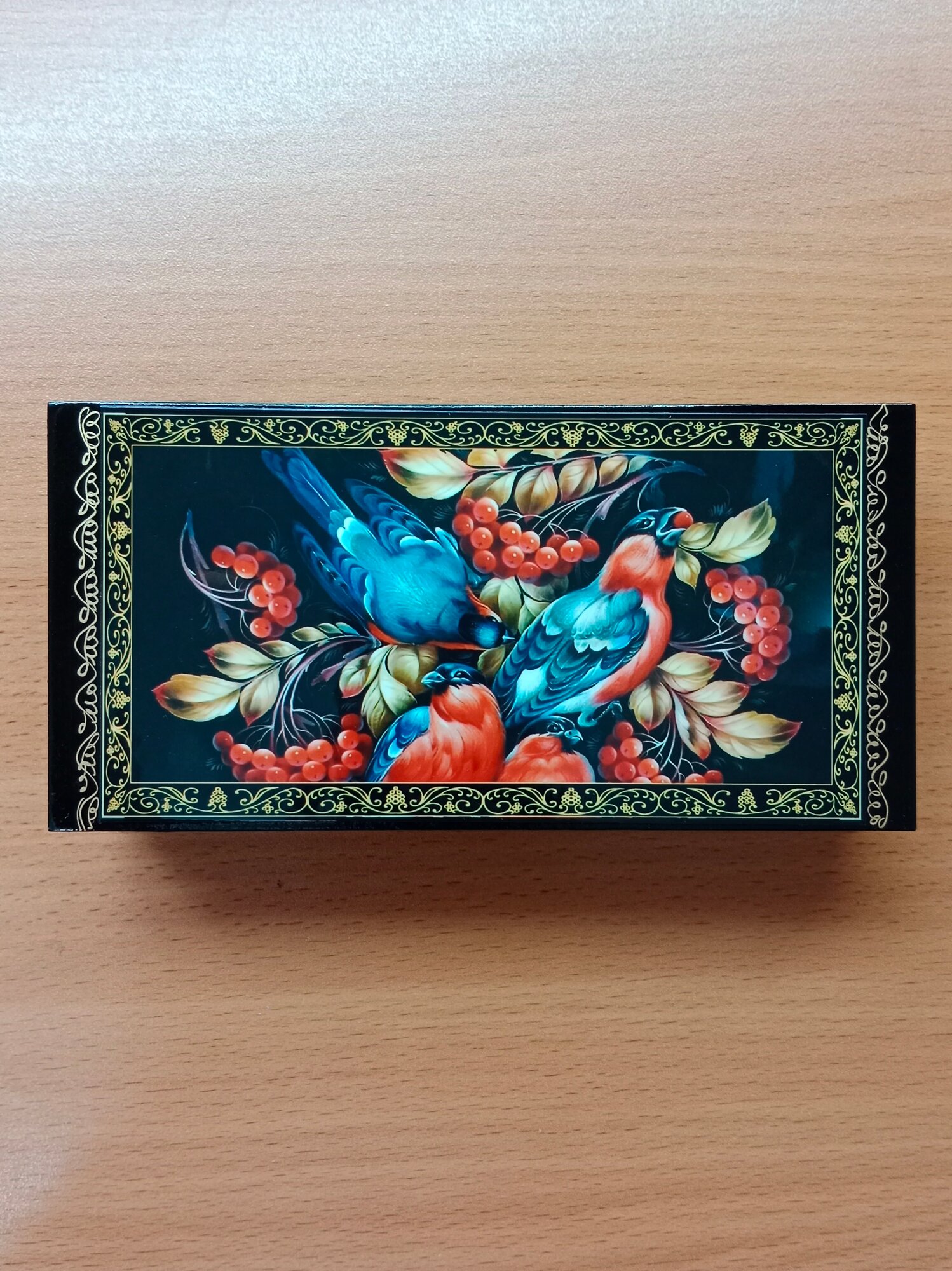 Шкатулка купюрница универсальная "Узоры" 17*8,5*3,5см, лаковая миниатюра