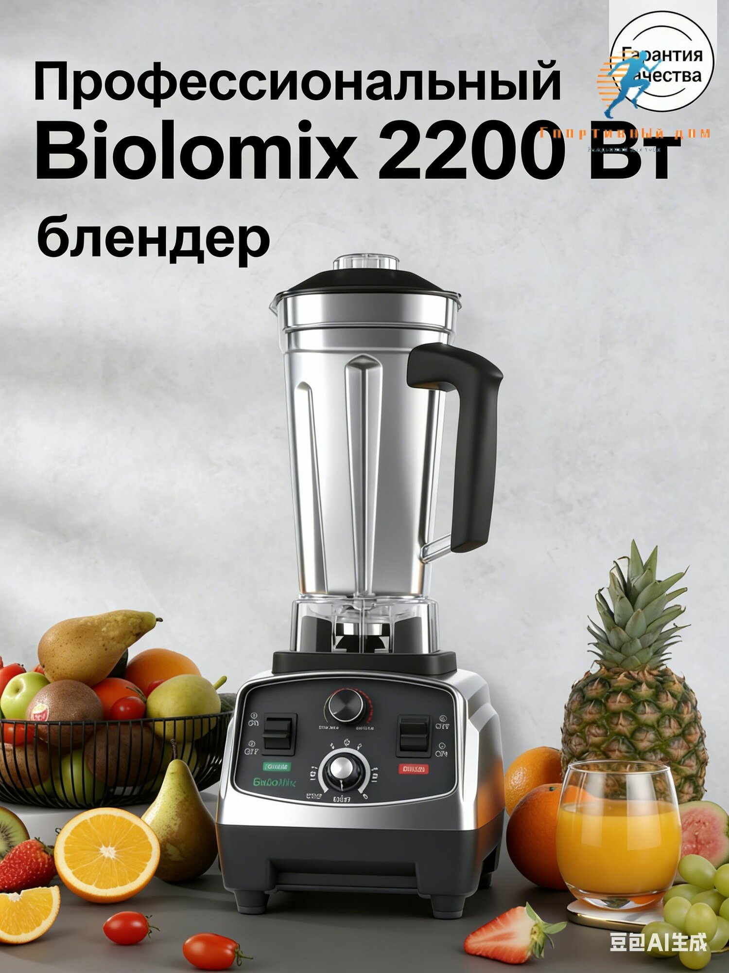 BioloMix Соковыжималка электрическая 2200Вт титановый нож 2.2л самоочистка