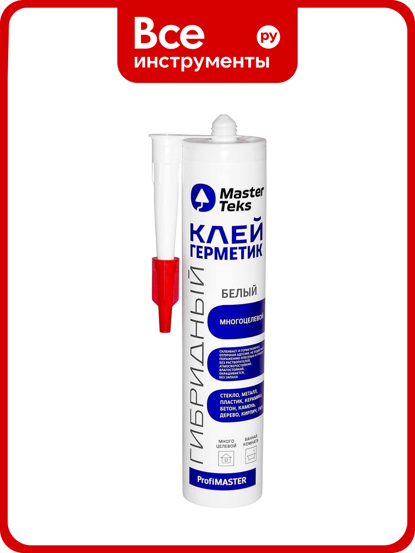 Клей MASTERTEKS PROFIMASTER гибридный, ультра фиксация, 290 мл, белый (350 кг/м2) 254117