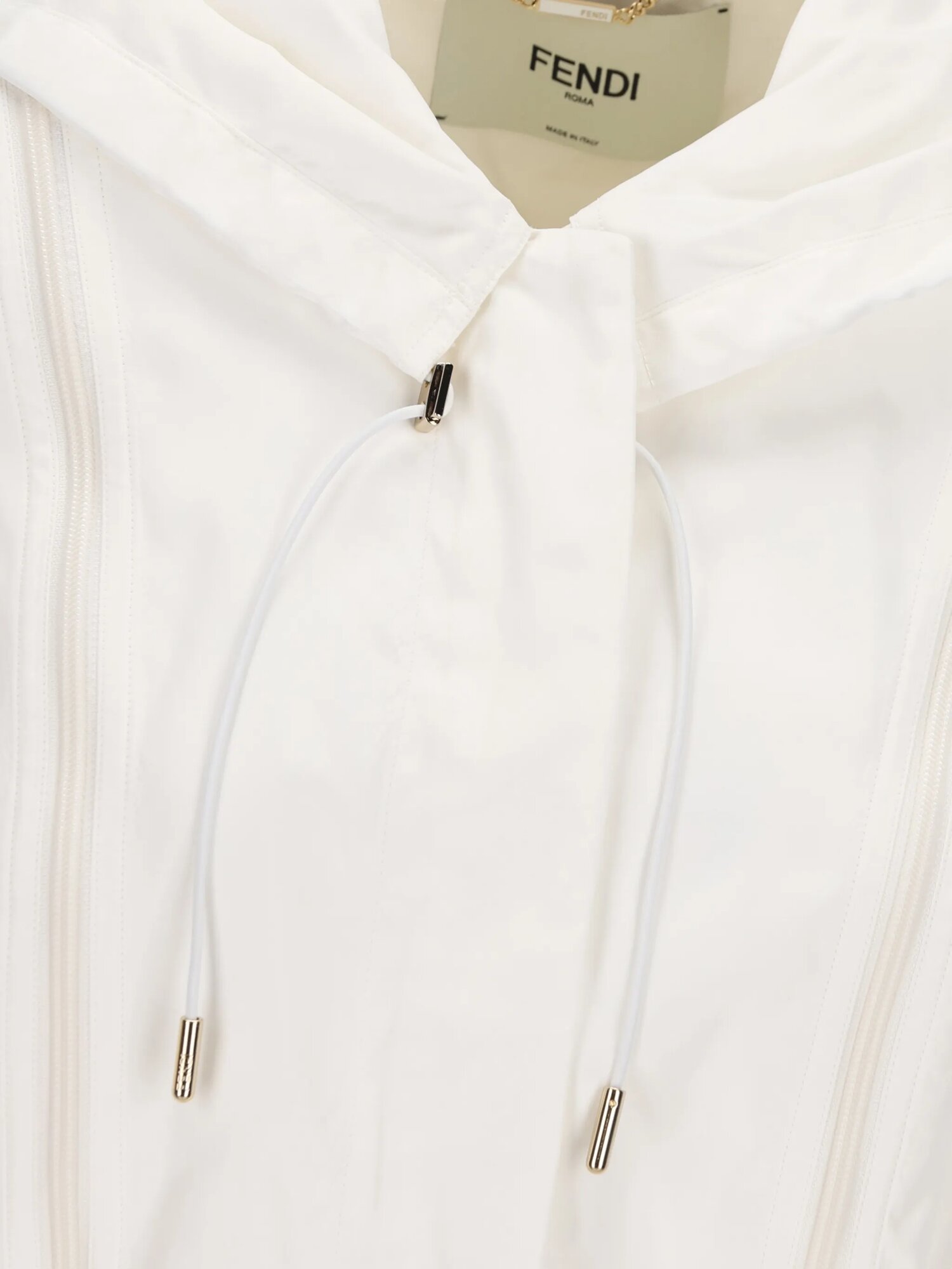 Куртка FENDI Hooded zip-details jacket, размер 42, white — фото 1