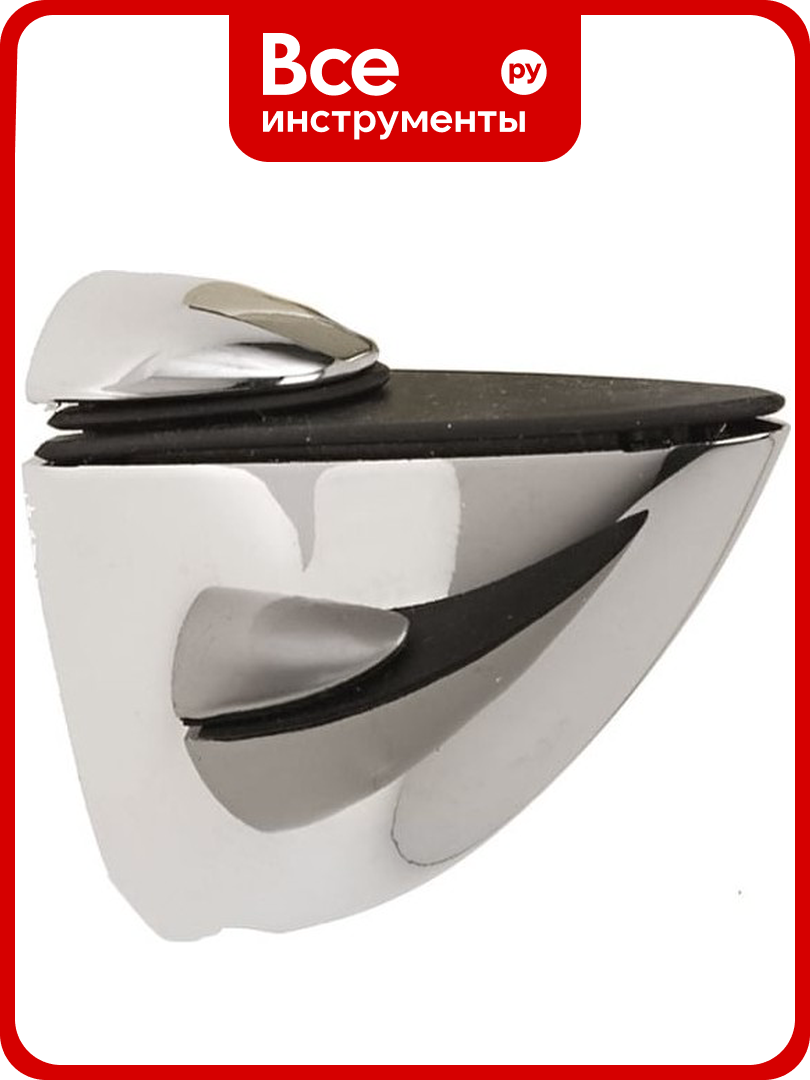 Полкодержатель Локри пеликан матовый хром 8905 XL SATIN CHROME, для крепления полок стекла дсп боковине шкафа