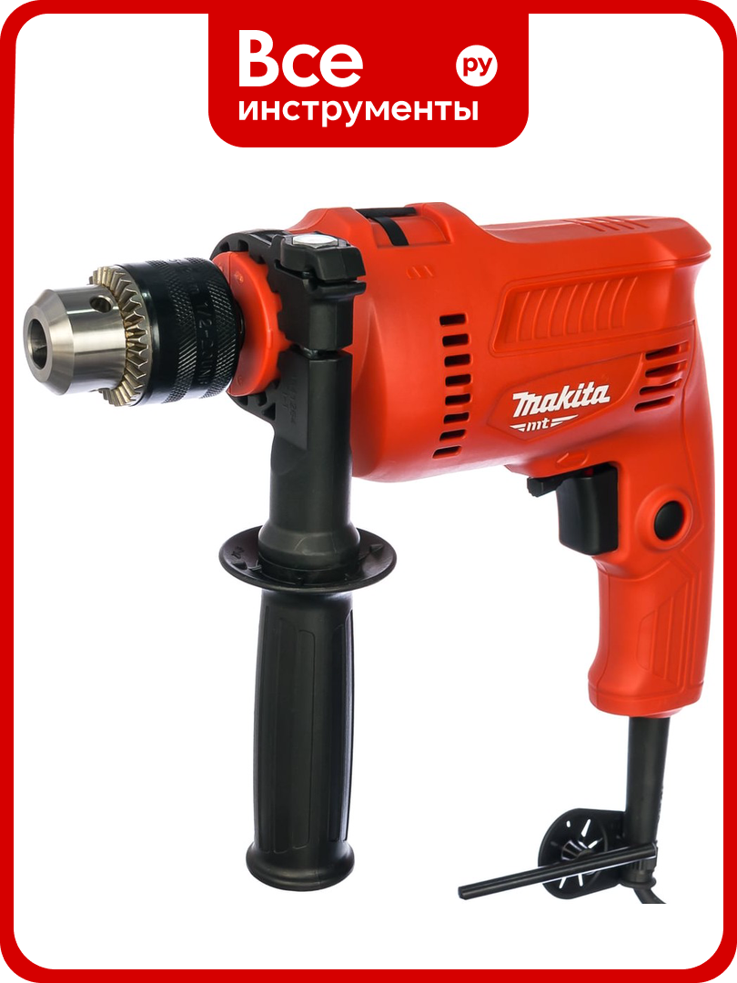 Ударная дрель Makita M0801, металл, с разными материалами: деревом, с функцией удара и реверса, регулируемыми оборотами