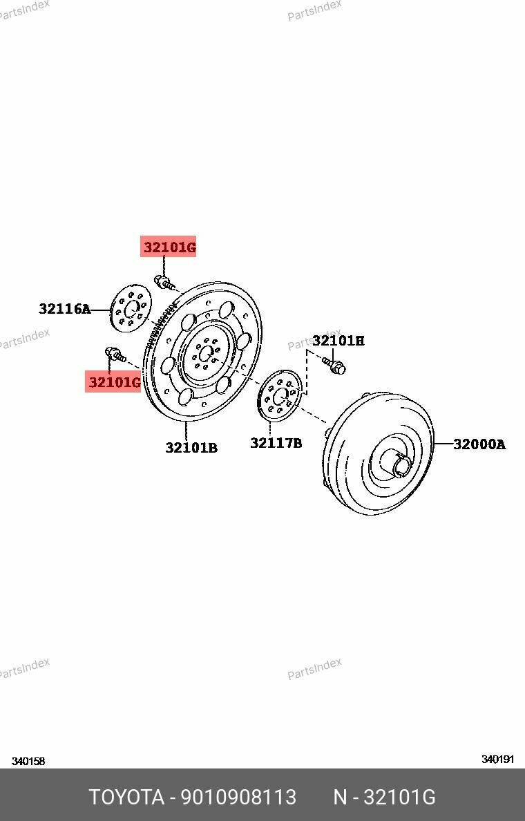Бoлт с шестигранной головкой, TOYOTA 9010908113