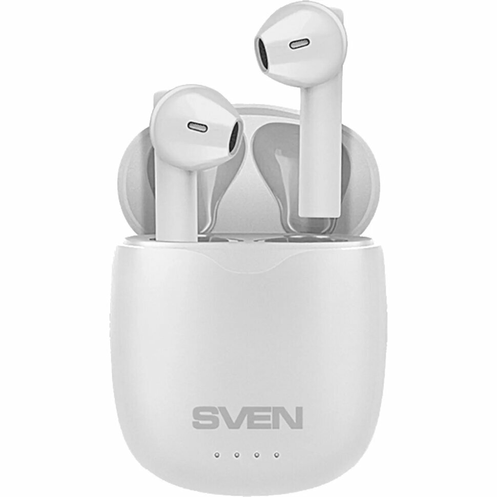 Наушники SVEN E-727BTбел BТ, ТWS, магн заряд кейс, беспровод, стерео, 1573800