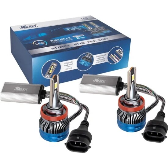 Светодиодная лампа Kraft H8/H9/H11/H16 10-30v 68w Pro Pulsar, 2 шт. в комплекте