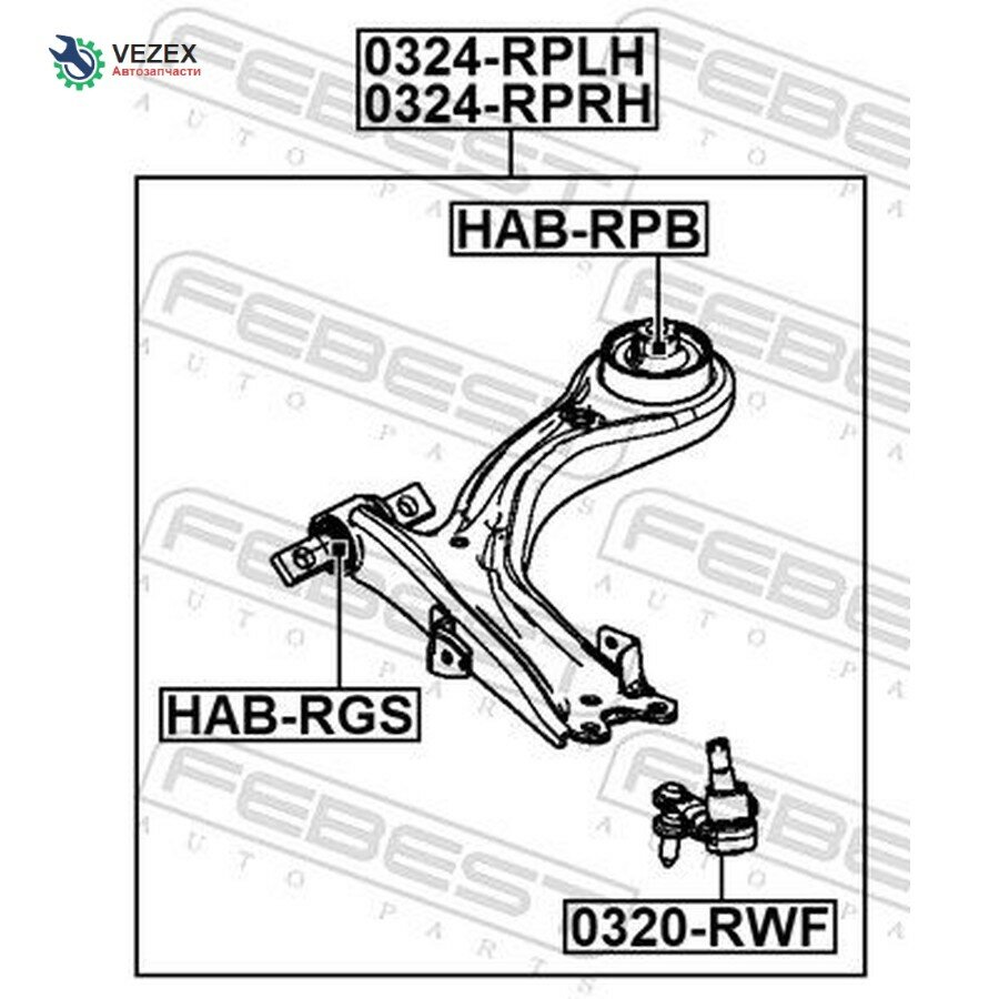 FEBEST 0324-RPLH рычаг передний нижний левый 0324RPLH
