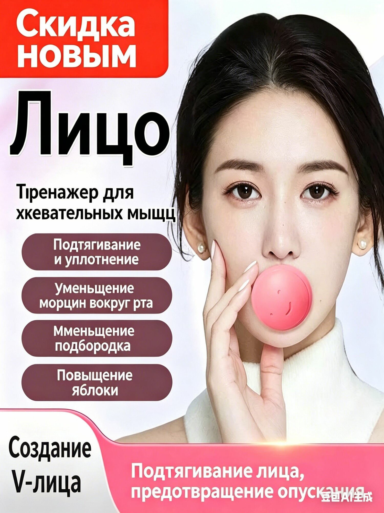 Мини-тренажер Тренажер для лица, Утончение подбородка, Удаление носогубных складок