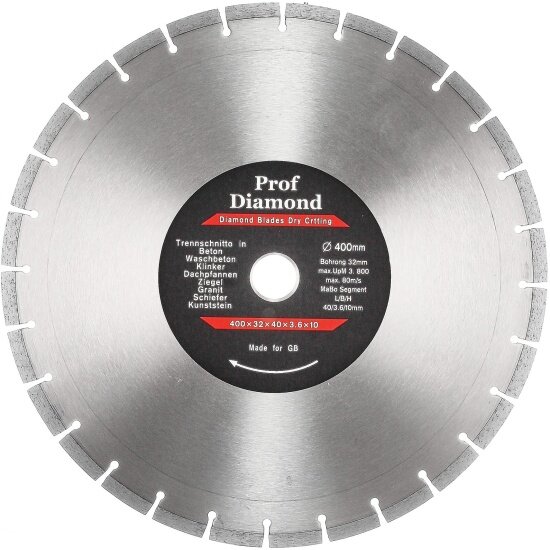 Torgwin Диск алмазный PROF DIAMOND сегментный 400х32х10х3,6 по бетону и камню ХП / S60771