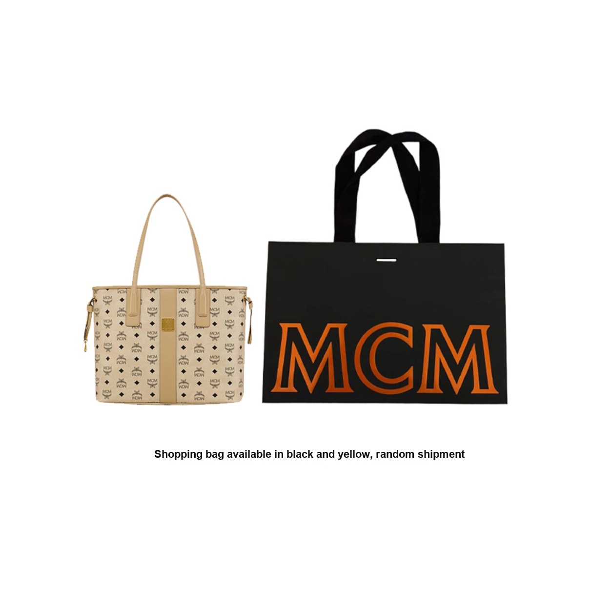 Сумка MCM, фактура тиснение, бежевый/черный — фото 1