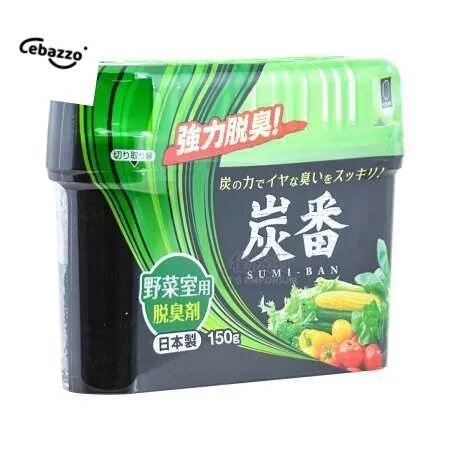 Дезодорант-поглотитель неприятных запахов SUMI-BAN (зелёный) для овощного отделения холодильника с древесным углем, 150 г