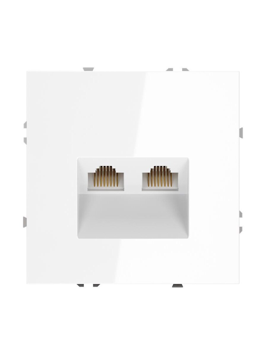 Розетка компьютерная 2-м СП S70 RJ45 + RJ45 кат.6 механизм бел. глянцевый Voltum VLS060201