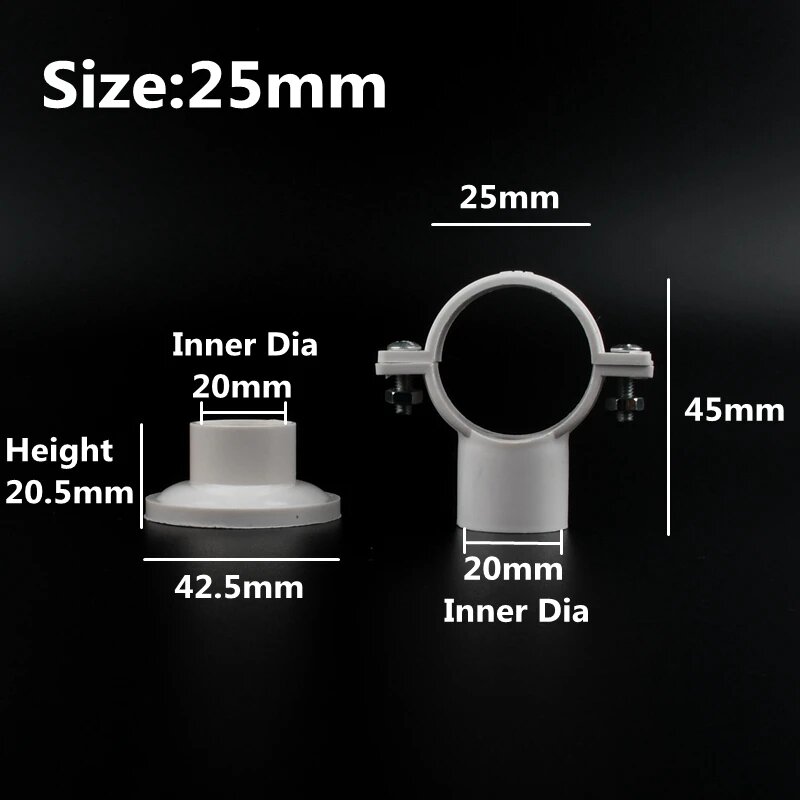 ПВХ зажим для трубы 20-40 мм Inner Dia.25mm, 5Pcs