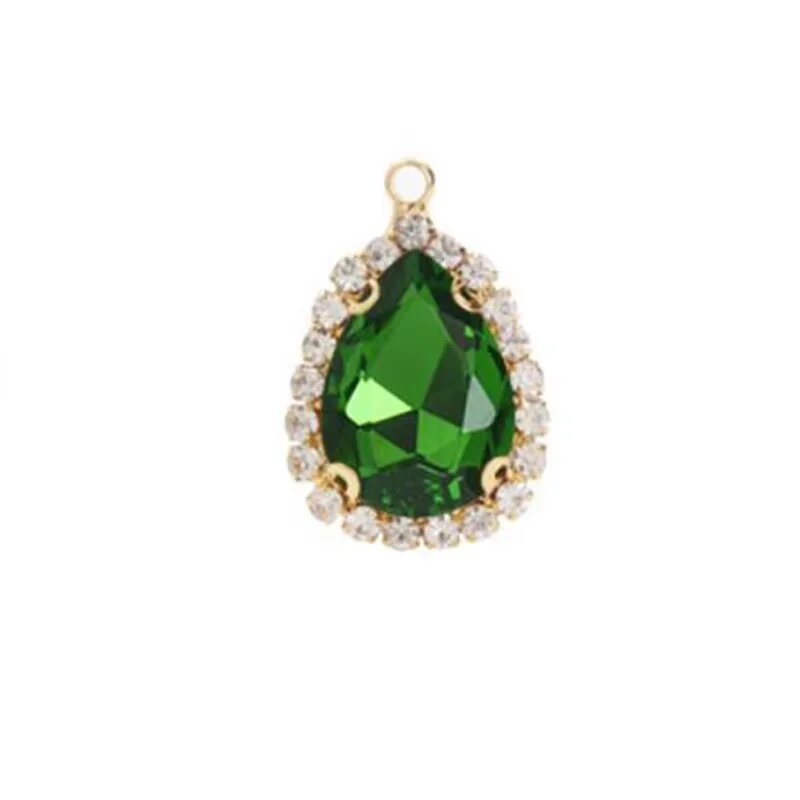 SUMOORL подвески-шармы из хрустального стекла 10 шт. Изумрудный, Gold Base, green