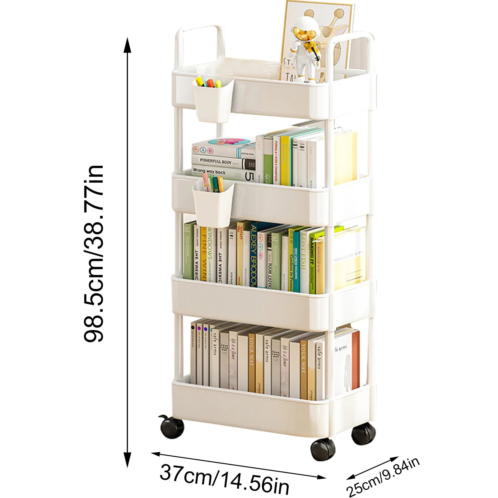 Пластиковая напольная книжная полка 3/4 яруса Белый, 4 layer2