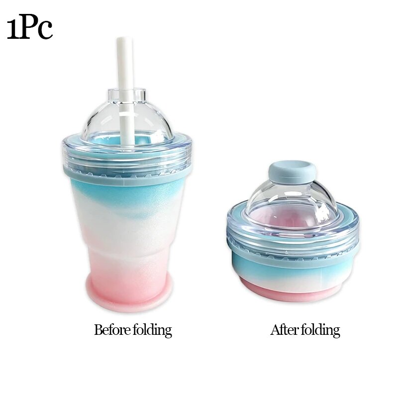 Складная силиконовая кружка с трубочкой, 1Pc Colorful