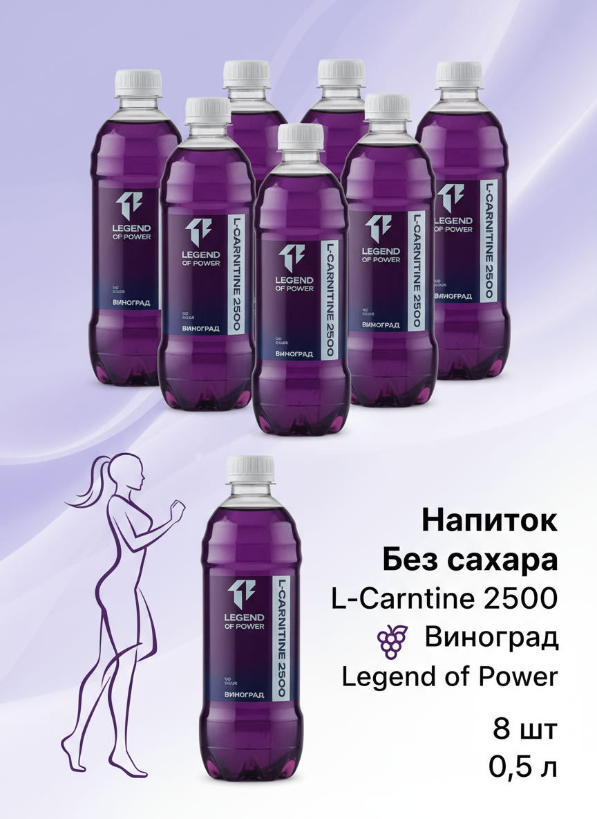 L Carnitine напиток без сахара 2500 мг "Виноград" 8 х 500 мл "Legend of Power"