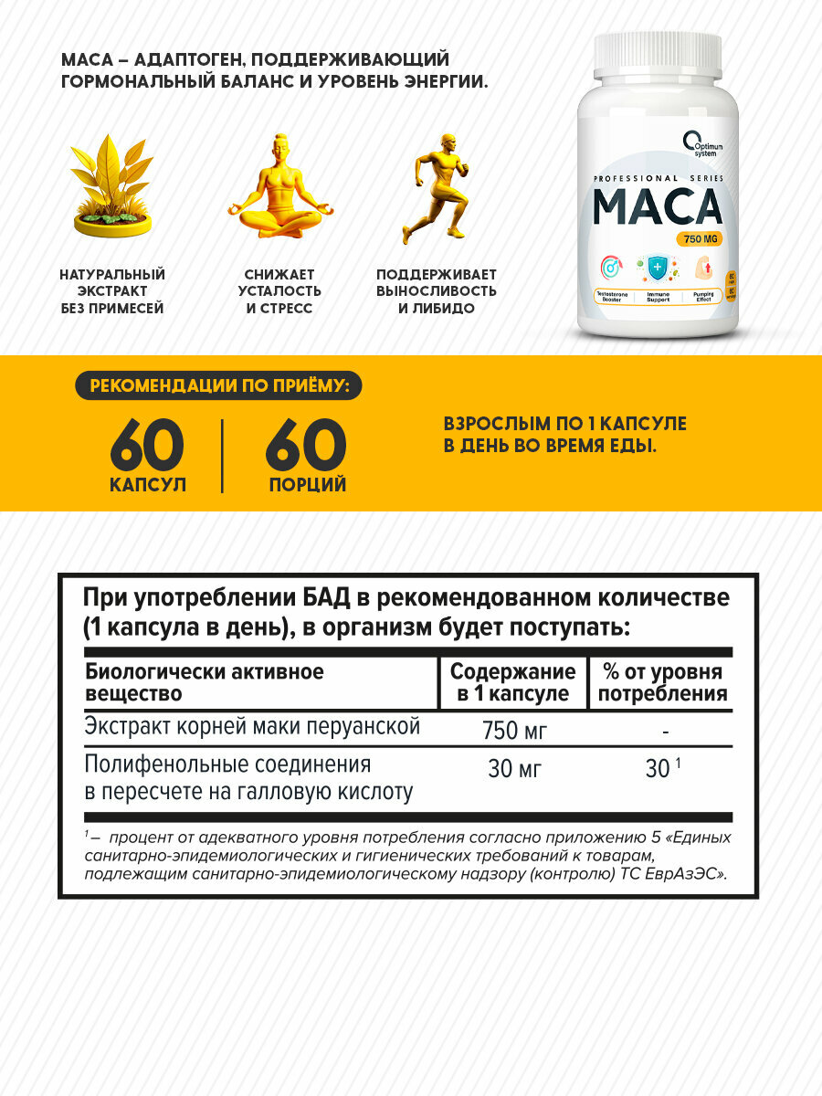 Биологически активная добавка к пище Мака 750 ТК.1 (Maca 750 HC.1)