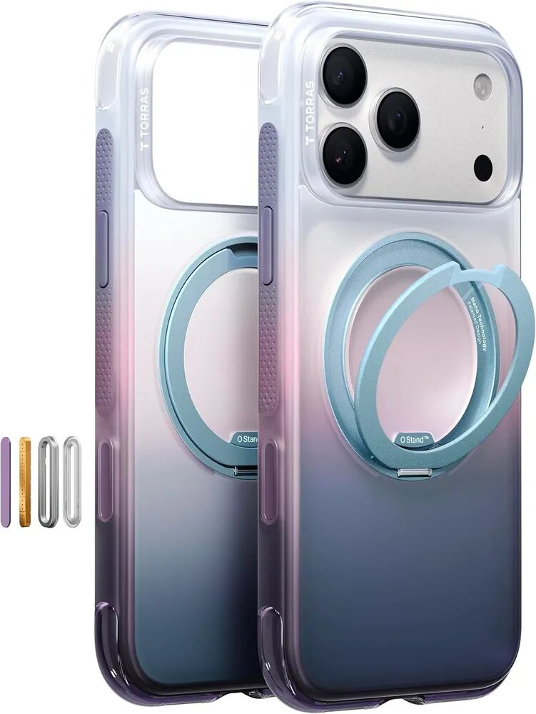 Чехол TORRAS O3 Air, для iPhone 17 Pro, с подставкой, Стекло в комплекте