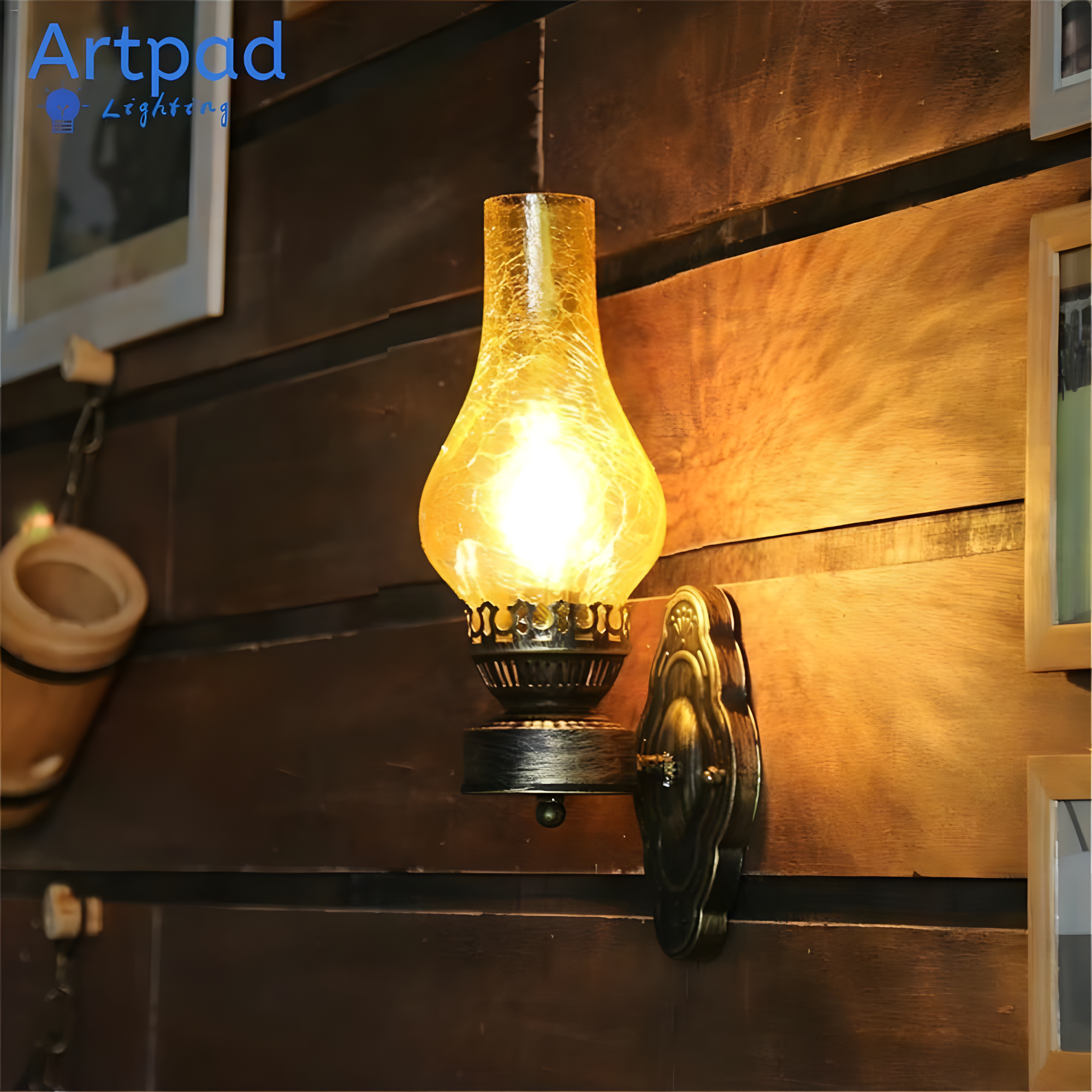 Винтажная настенная лампа, Artpad wl218, E27, стеклянный абажур