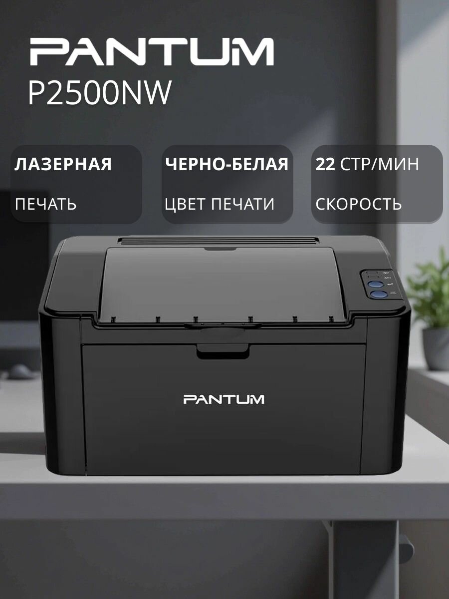 Принтер лазерный Pantum P2500NW Black