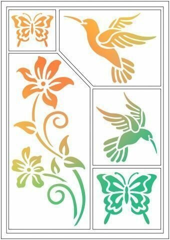 Трафареты гибкие самоклеющиеся Viva Decor "Колибри" 14*18см