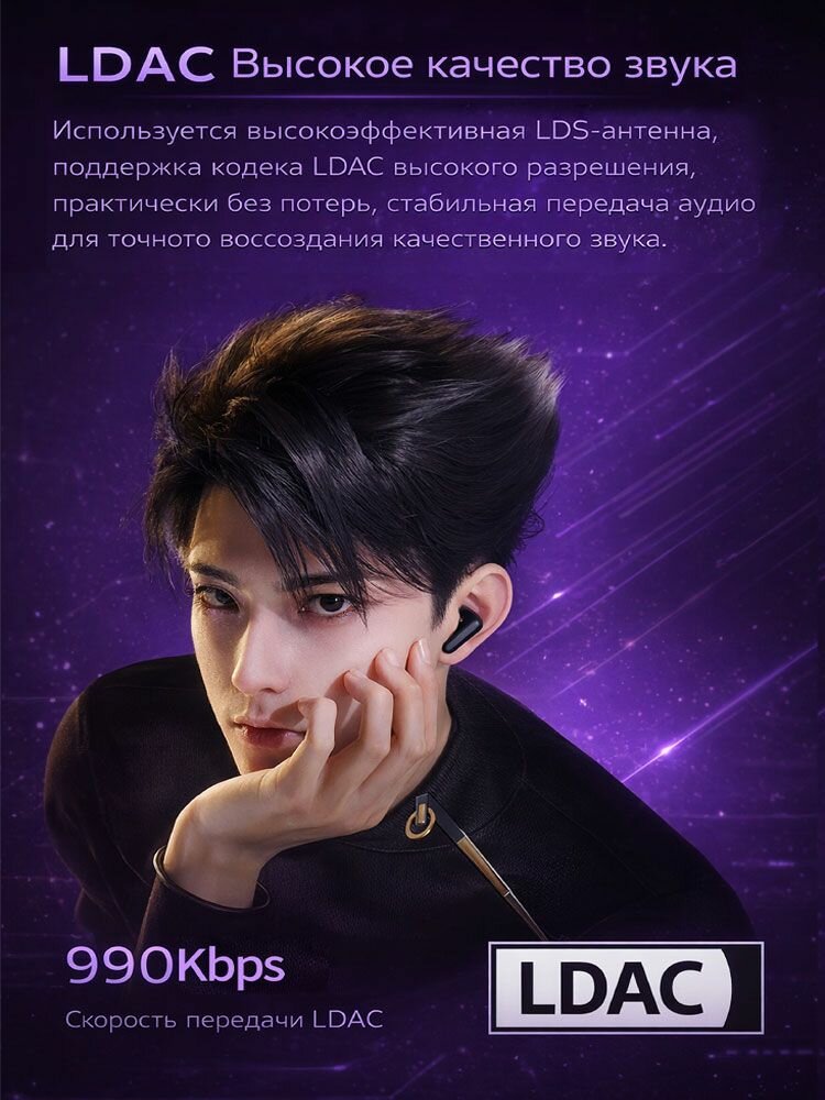 IQOO TWS 5 белый, 60 дБ активное шумоподавление, LDAC Hi-Res, 48 ч, 42 мс, игровые TWS наушники — фото 1
