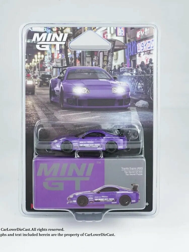 Машинка MINI GT 1/64 #1067 Toyota Supra (A80) Top Secret GT-300 Top Secret Purple Blister Packaging Die-cast Alloy Car Model Collection Gift