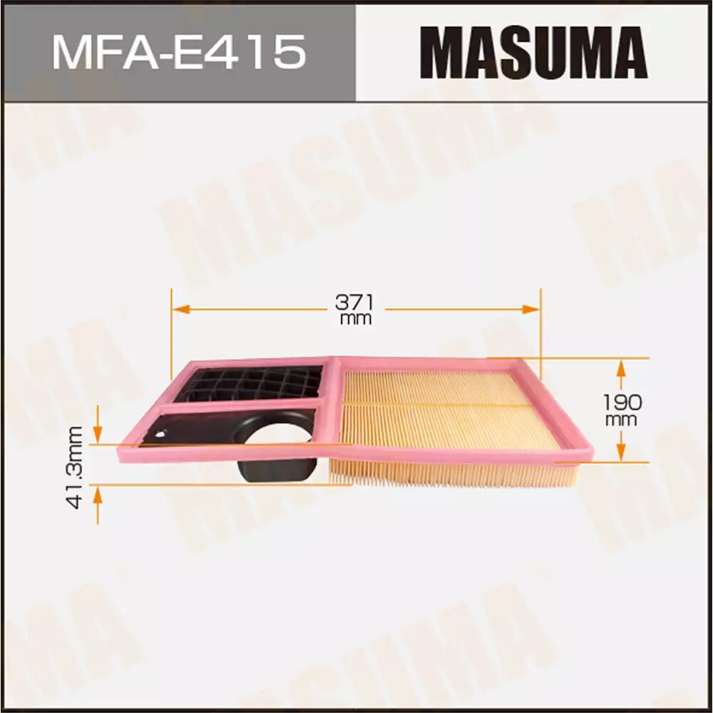 Фильтр воздушный Высота, H: 41.3 мм/Длина, W: 371 мм Masuma, MFA-E415
