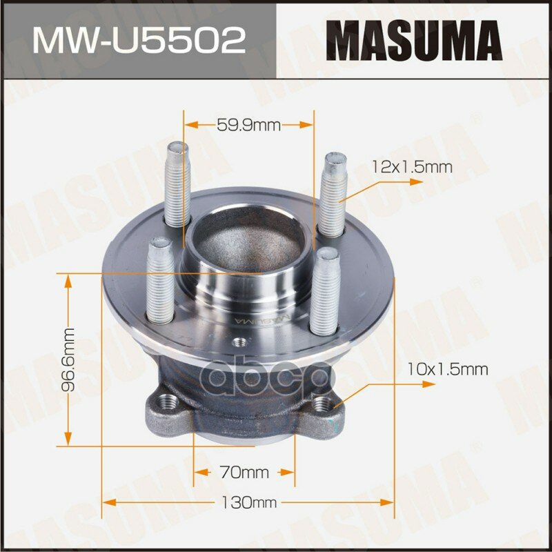 Ступичный узел rear CHEVROLET COBALT, AVEO (T300) 12- (with ABS) Masuma арт. MW-U5502