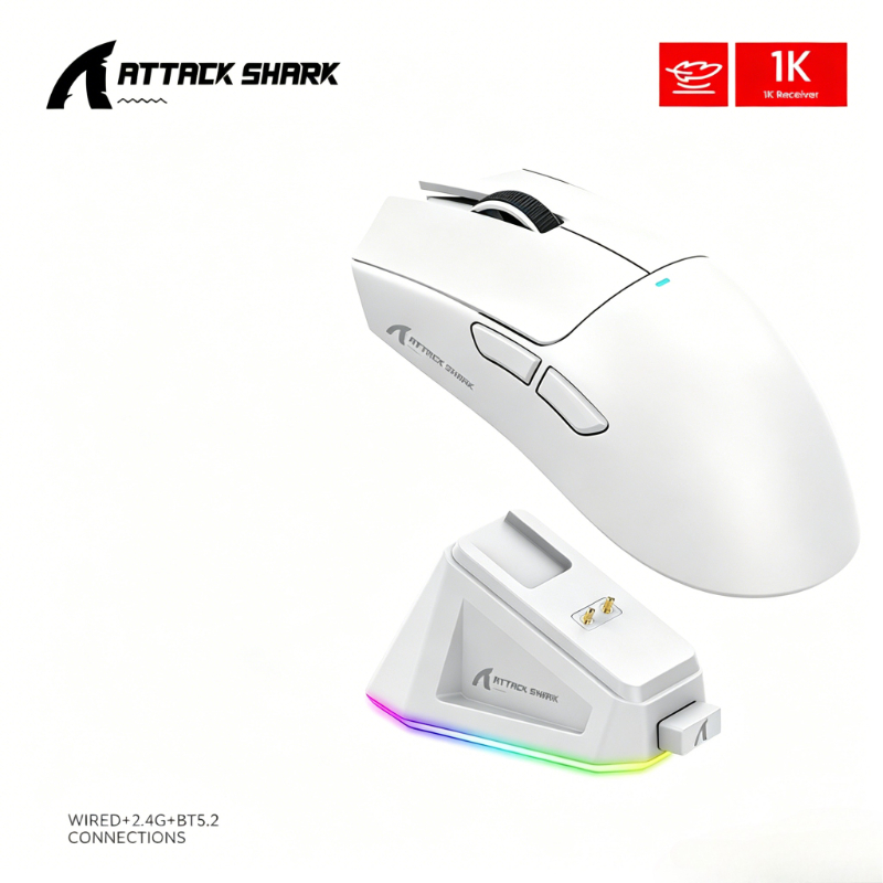 Мышь Attack Shark X11 (White, PAW 3311, Huano Switch) игровая беспроводная, 22000 DPI, суперлёгкая 63 г