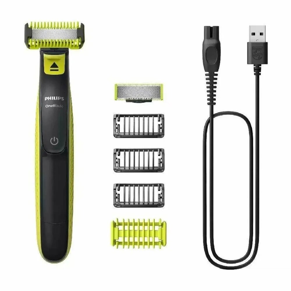 Триммер для бороды и тела Philips OneBlade QP2824/10, 4 насадки, салатовый