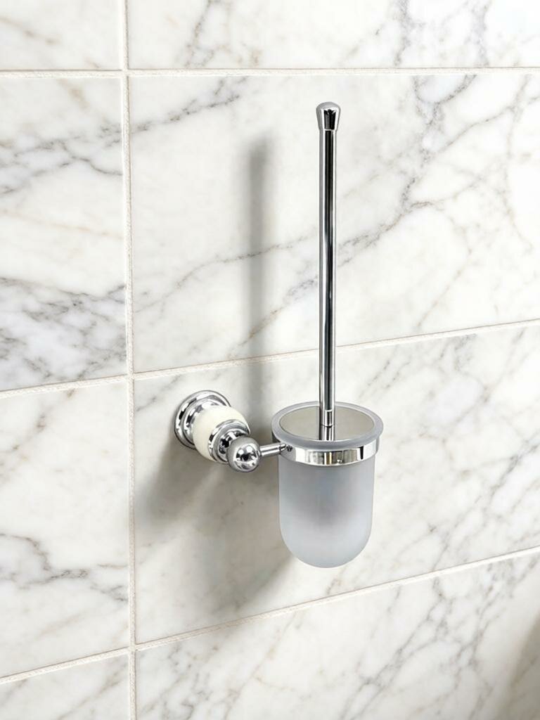 Ерш для туалета ELVAN 86811CT, подвесной, хром, оникс, металл, стекло