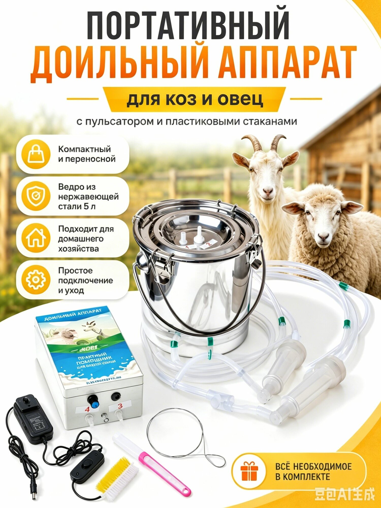 Доильный аппарат для коз с пульсатором
