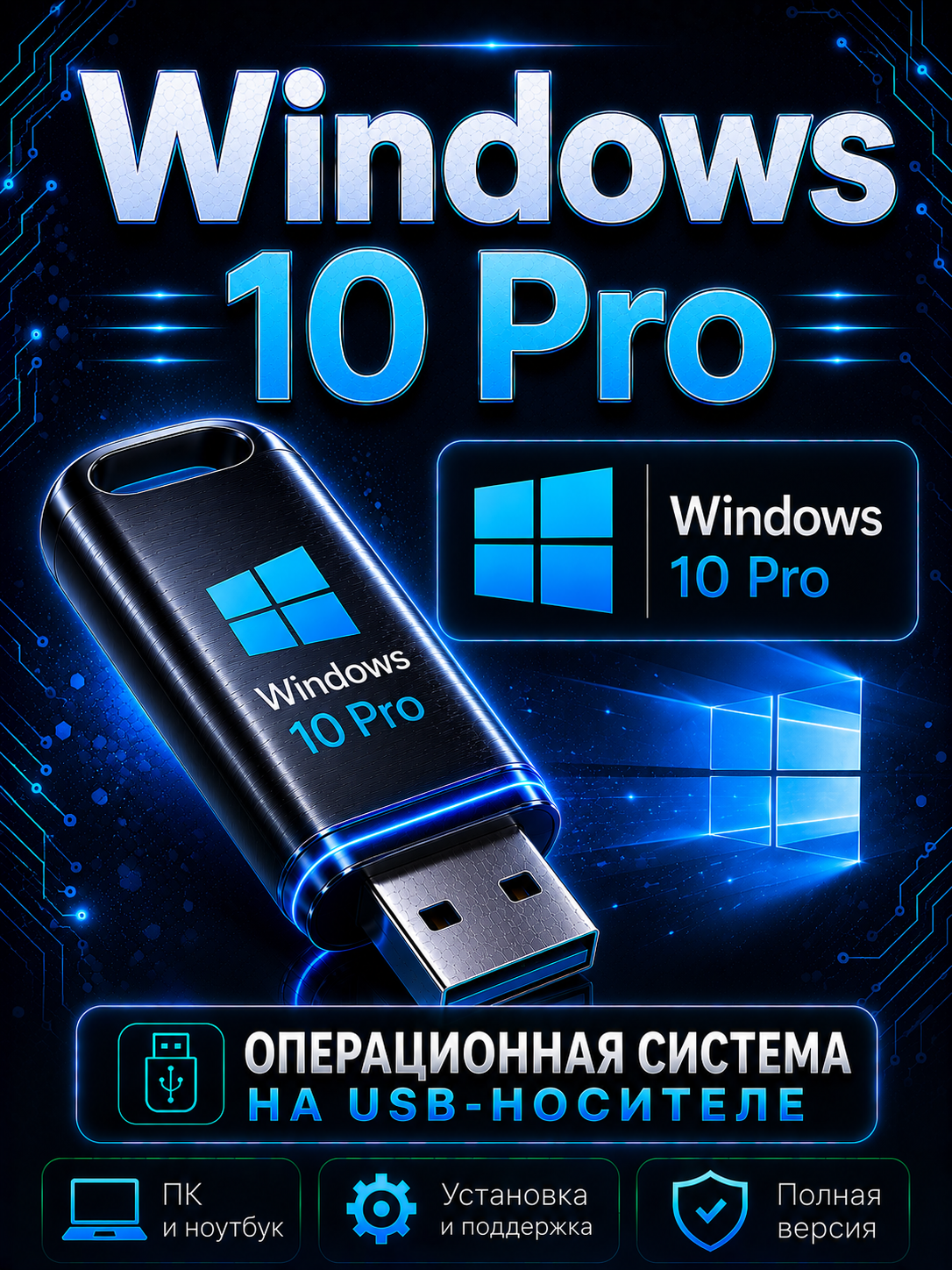 Microsoft Windows 10 Pro для Windows 10/11 | полная версия на USB-носителе | Моментальная доставка