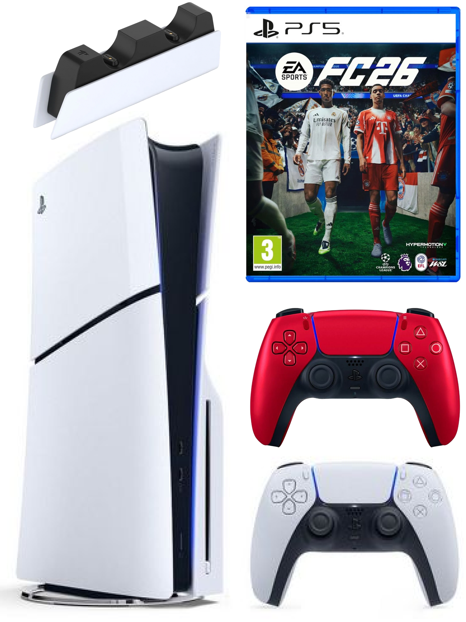 Игровая приставка PS 5 Slim,1ТБ(с дисководом)+2 геймпад(volcanic red)+Зарядная станция+ FC26,(за подробностями в чат)