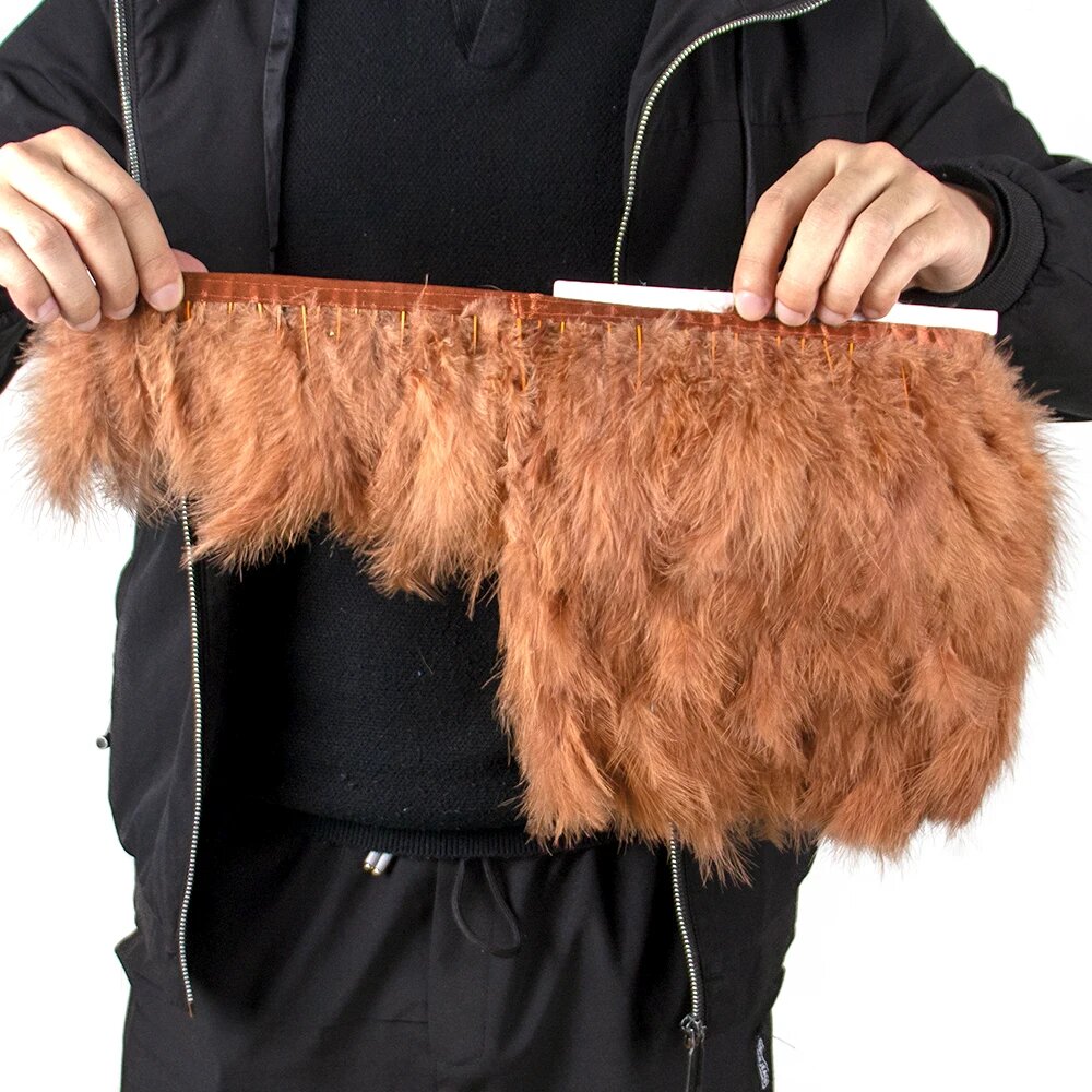 Пушистая лента из пера индейки DailyBesdeals 1/2/5/10 метров Коричневый, 1 meter, Deep coffee