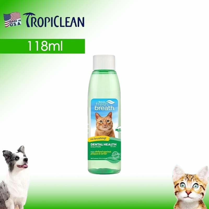 TropiClean Fresh Breath, ополаскиватель для полости рта для кошек, 118 мл