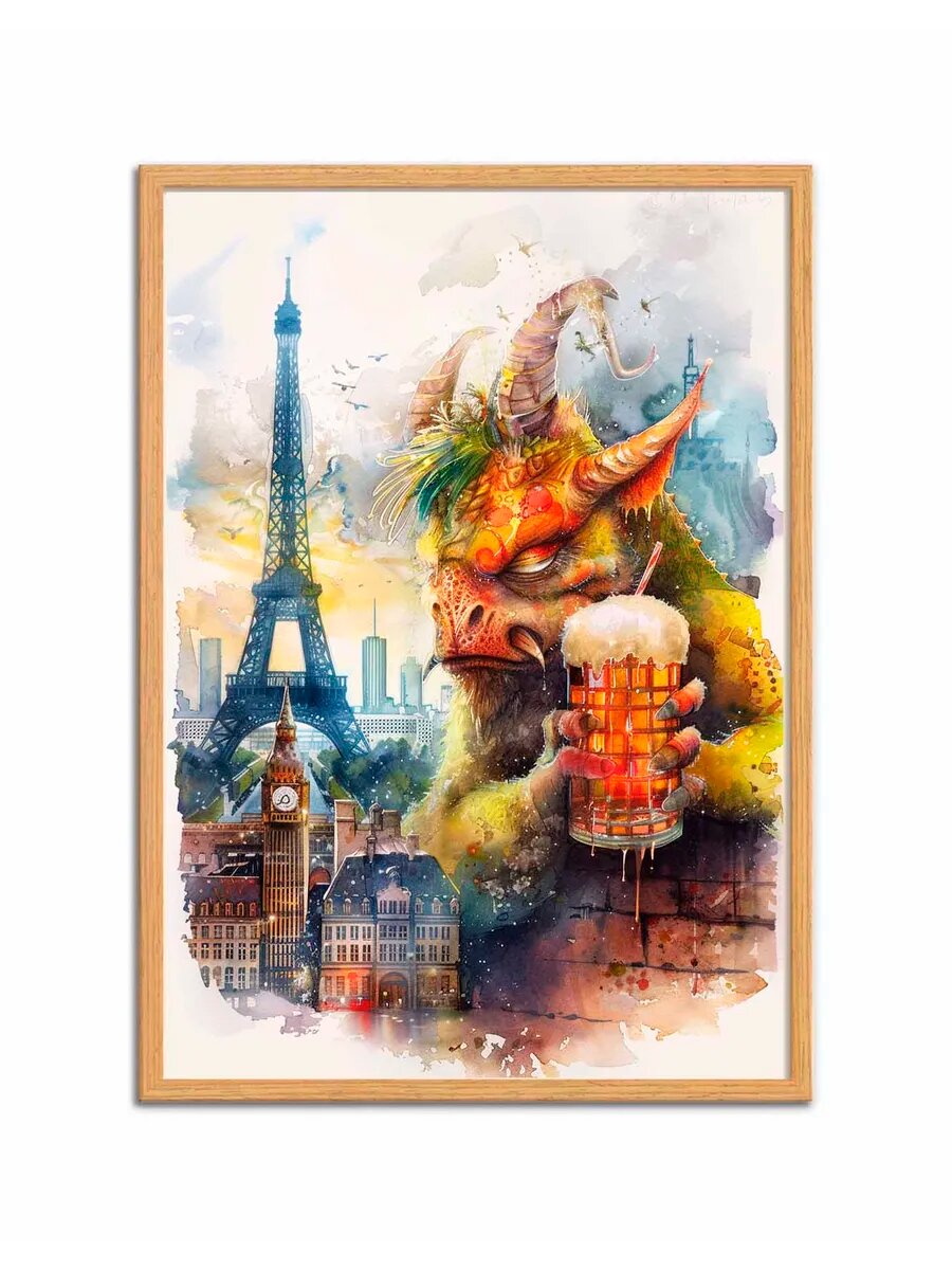 Сказочный Зверь Пьет Пиво 5, Плакат 30x42см