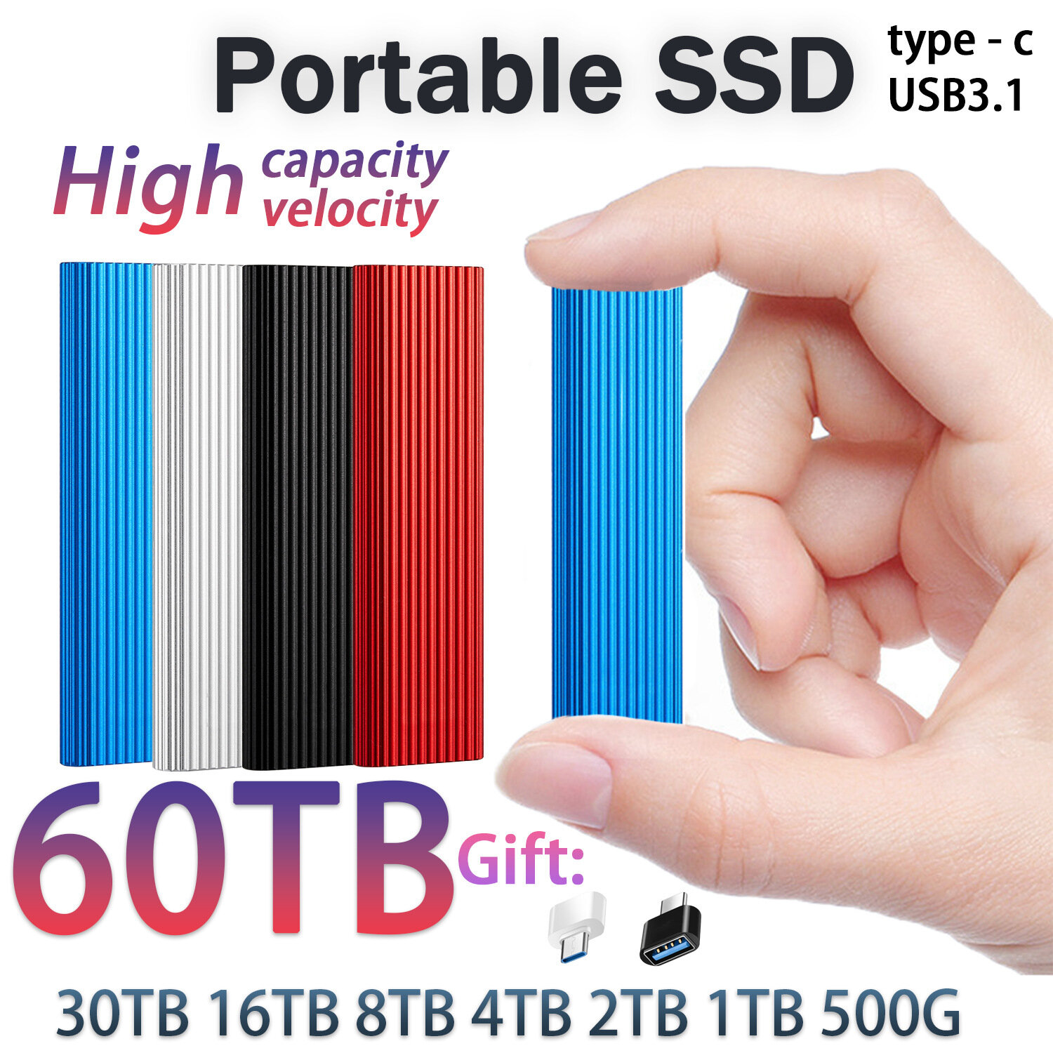 Мини портативный SSD 6 ТБ Высокоскоростная передача данных Серебристый внешний накопитель