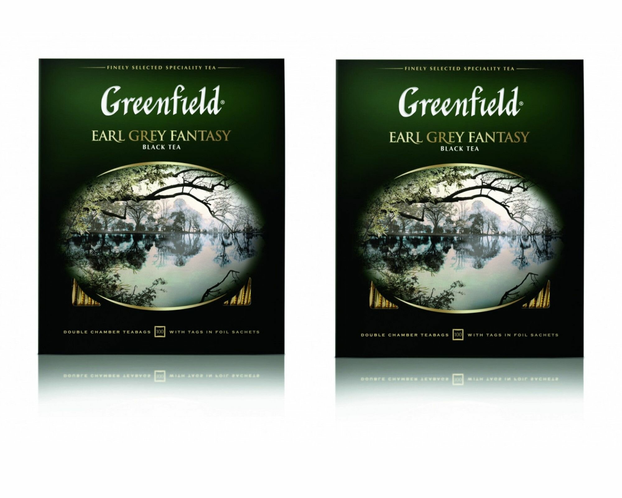 Чай Greenfield "Earl Grey Fantasy", цейлонский черный, 2 упаковки по 100 пакетиков