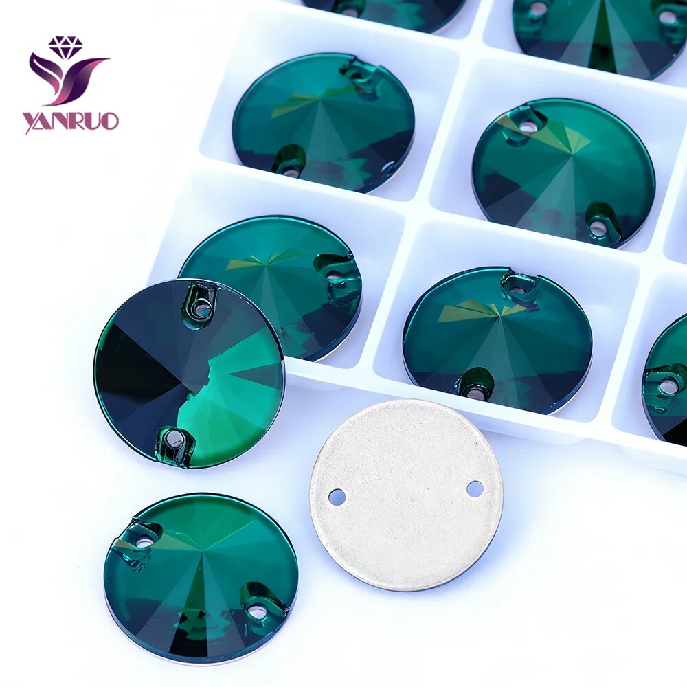 YANRUO 3200 Rivoli изумрудные пришивные стразы s плоские стразы зеленые сшитые стразы s Кристальные свадебные платья