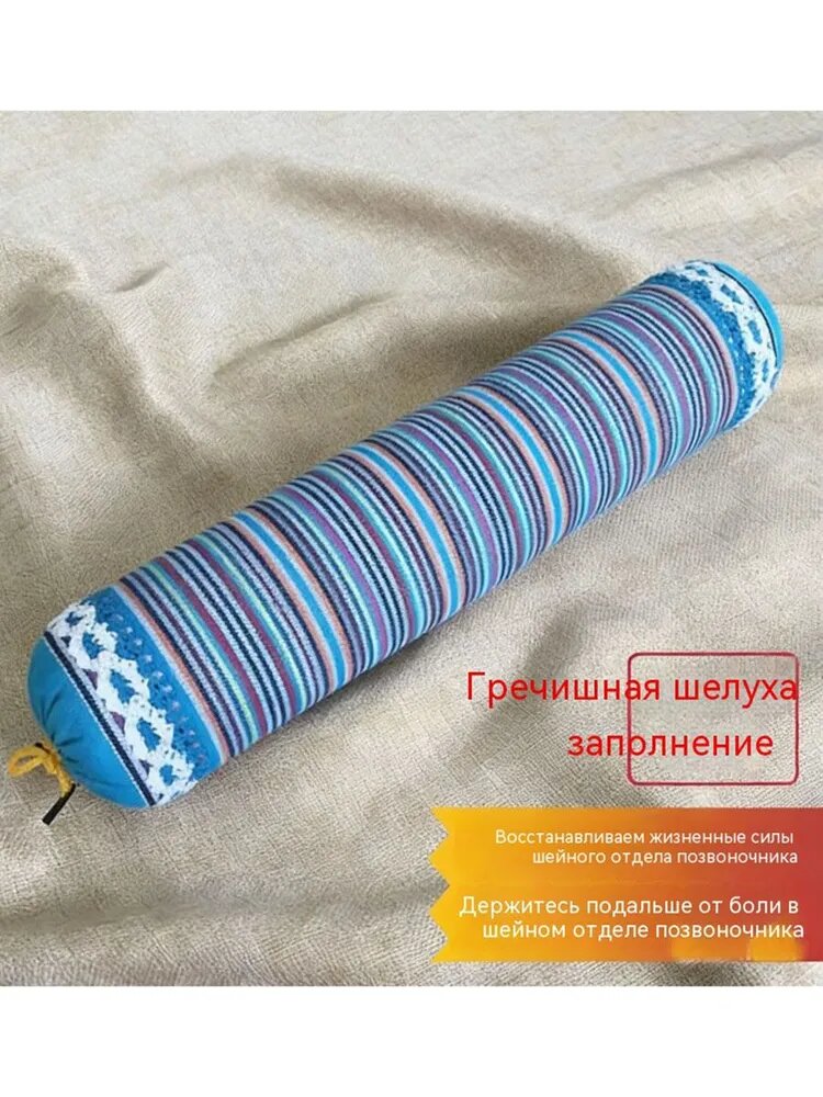 Подушка 8x40 см 1 шт лузга гречихи Жесткая жесткость массажная
