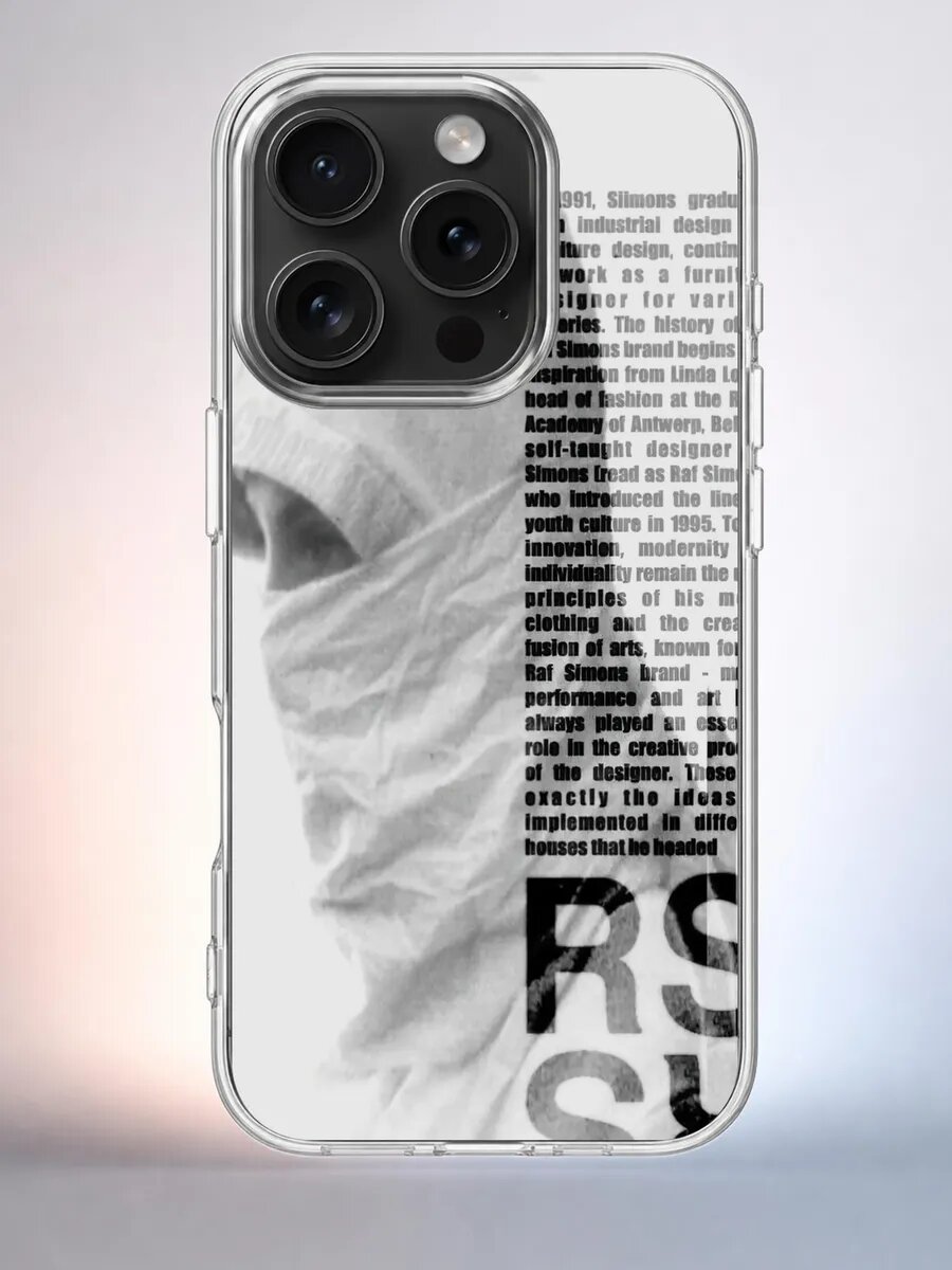 Чехол iPhone 15 Pro Raf Simons силиконовый прозрачный