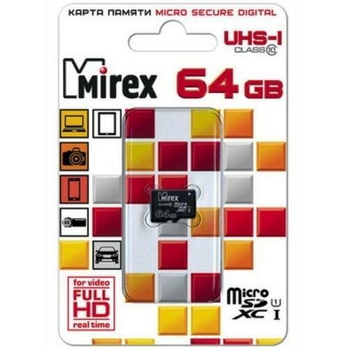 Карта памяти microSDXC Mirex 64 Гб класс 10 UHS-I