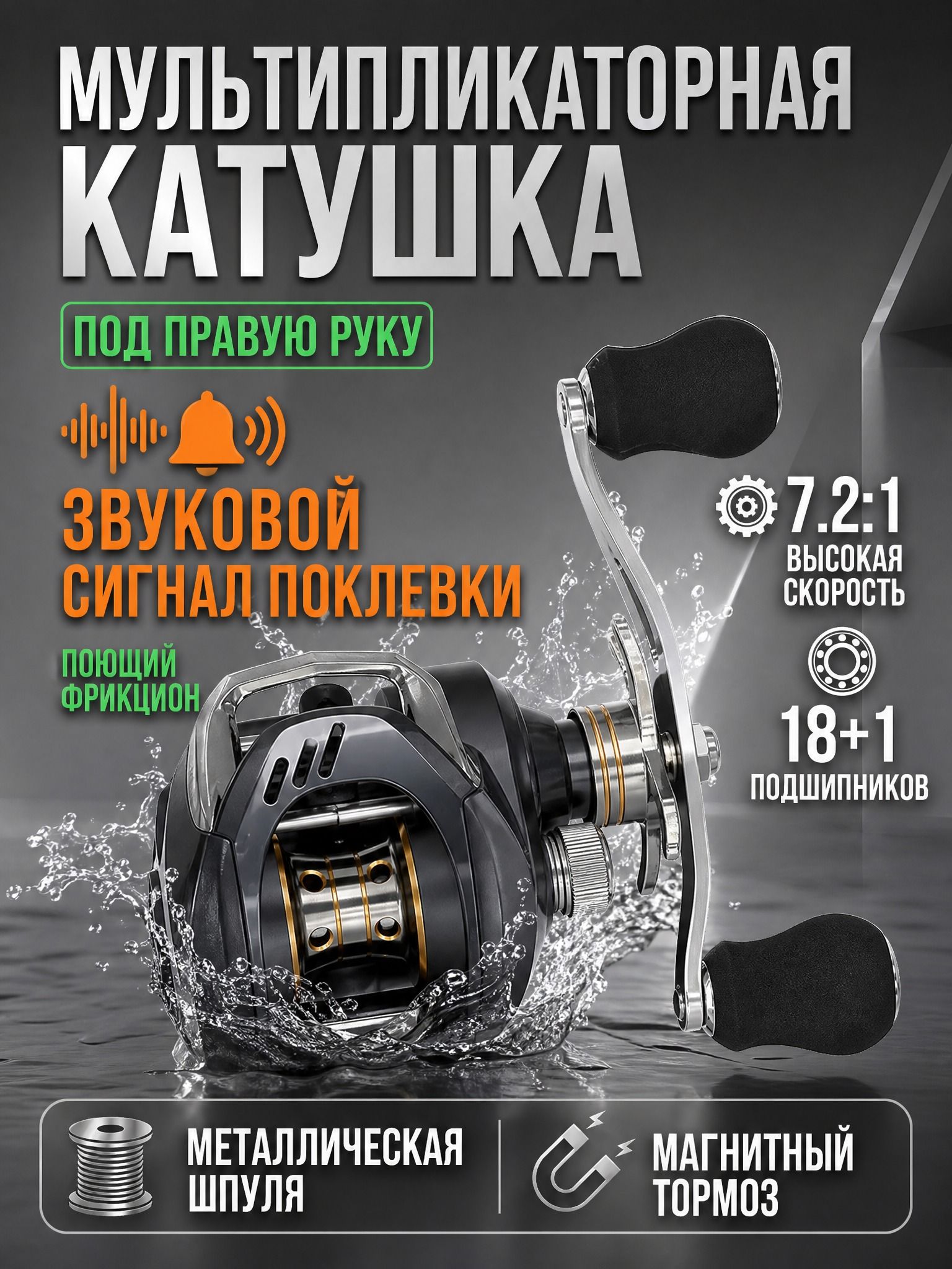 Катушка безынерционная металлическая LJ 5000 для левой руки, с байтраннером, защитой от перехлеста, для морской рыбалки, спиннинга и трофейной ловли